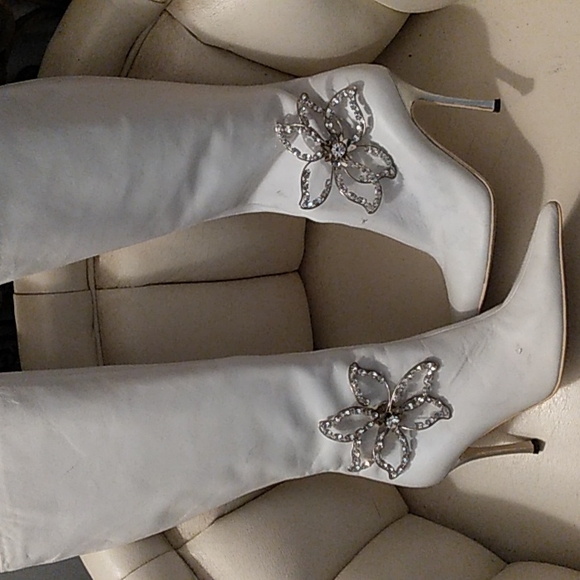 Petit Peton | Shoes | Limited Edition Pure White Knee High Leather ...